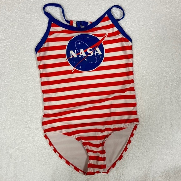 Nasa | Swim | Nasa Medium 78 Swimsuit Bathing Suit One Piece Red White Striped And Blue | Poshmark